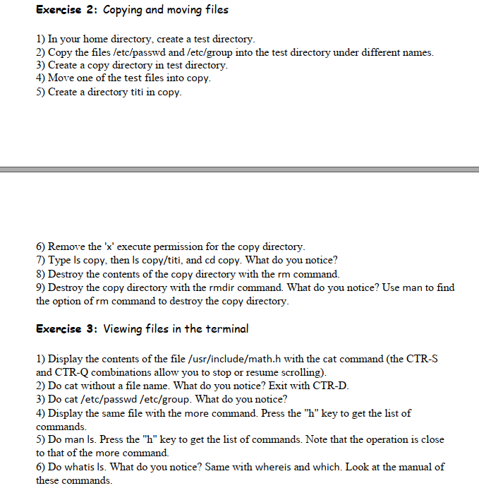 Solved Exercise 2: Copying and moving files 1) In your home | Chegg.com