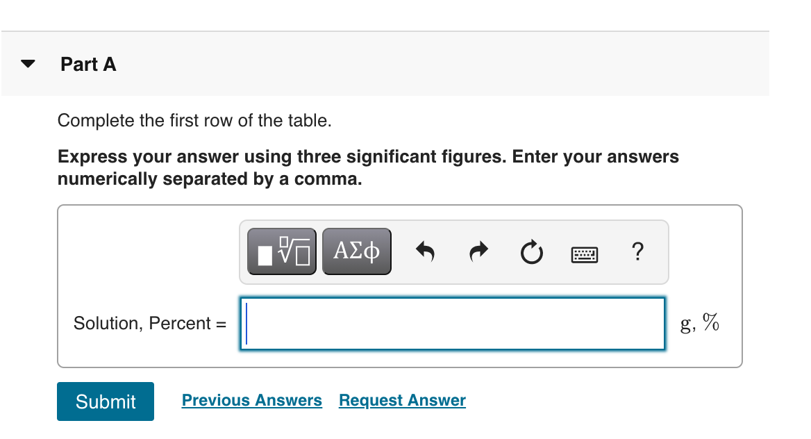 Solved Complete the table: Mass Mass Solute Solvent Mass | Chegg.com