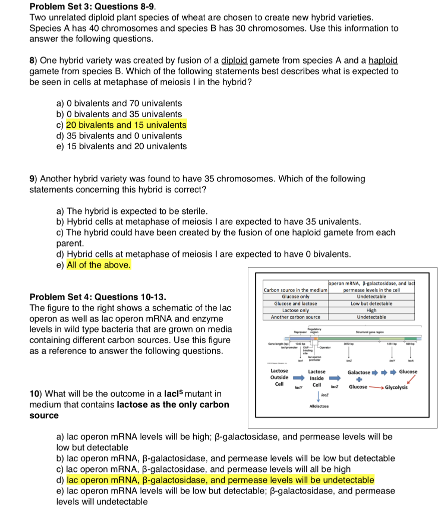 Solved Problem Set 3: Questions 8-9. Two unrelated diploid | Chegg.com