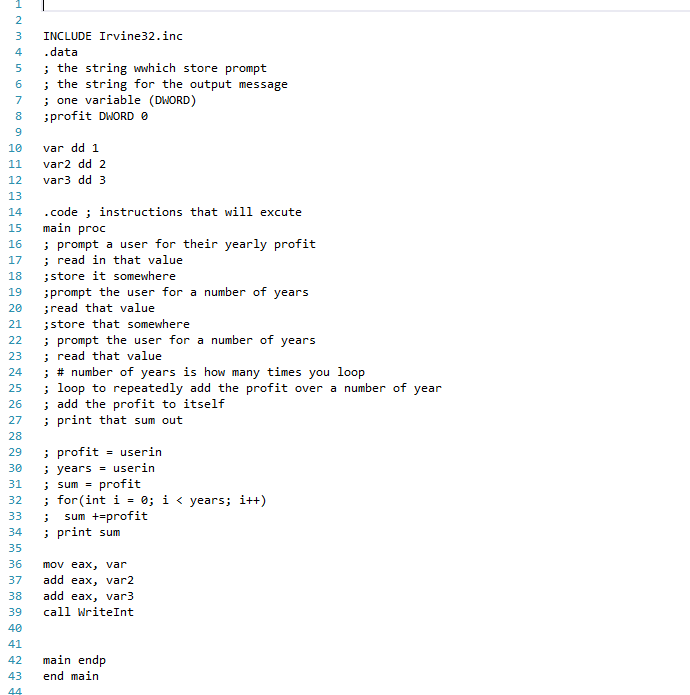 Solved 1 2 3 4 5 6 7 8 9 10 11 INCLUDE Irvine32.inc .data ; | Chegg.com