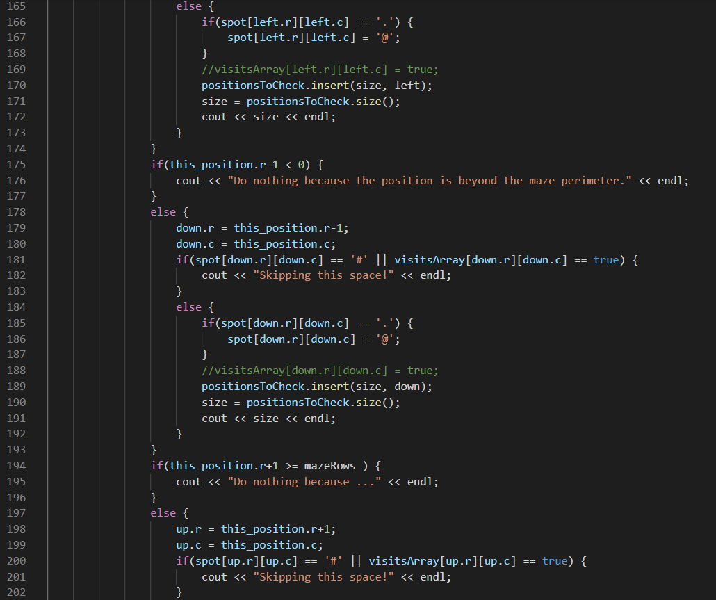 Solved I am using a 2-D array to represent a maze in C++. | Chegg.com