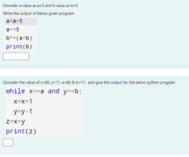 Solved Consider a value as a=3 and b value as b=5 Write the | Chegg.com