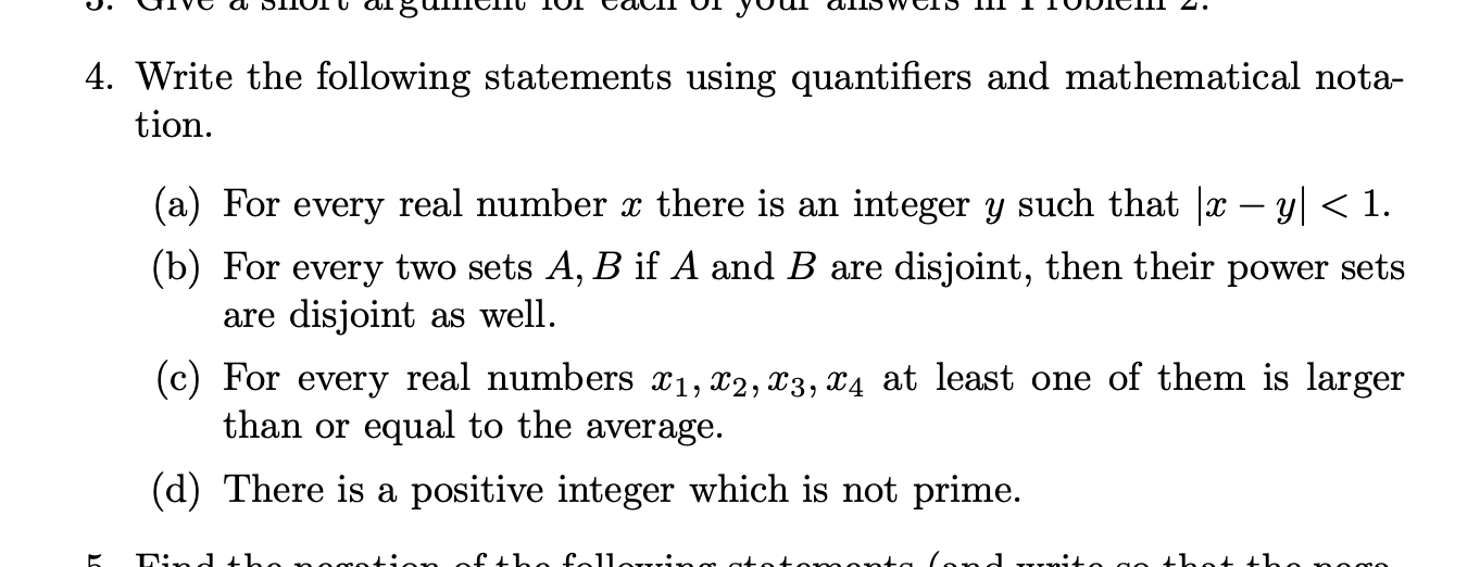 Solved 4 Write The Following Statements Using Quantifiers 7572