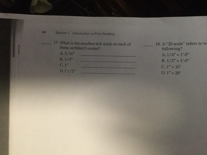 Solved 48 Section 1 Introduction to Print Reading 17. What | Chegg.com