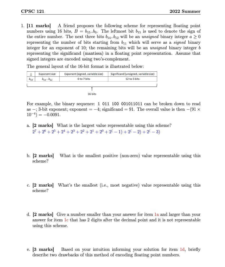 Solved CPSC 121 2022 Summer 1. [11 marks] A friend proposes | Chegg.com