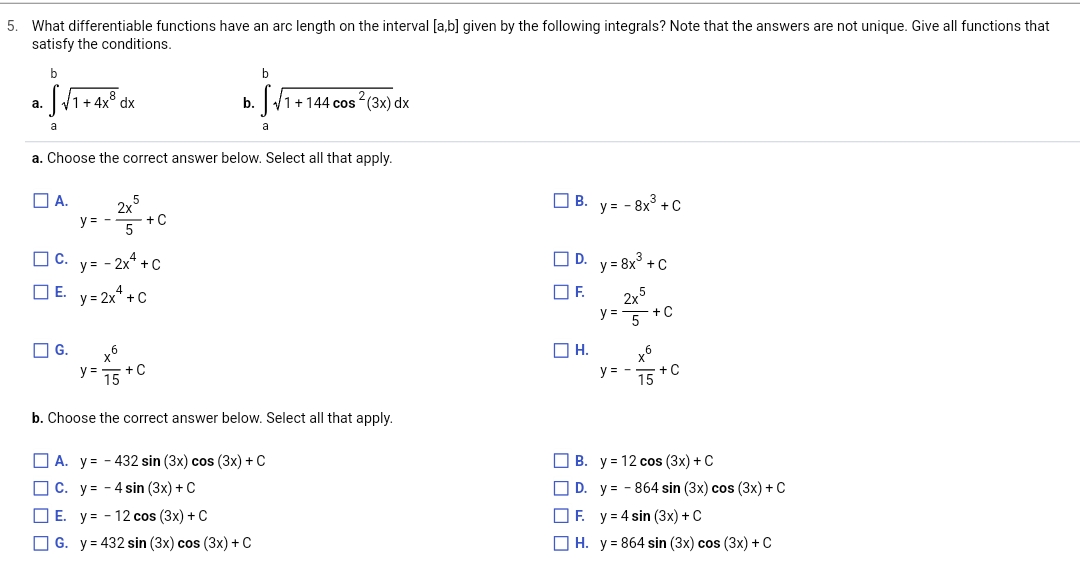 Solved What differentiable functions have an arc length on | Chegg.com