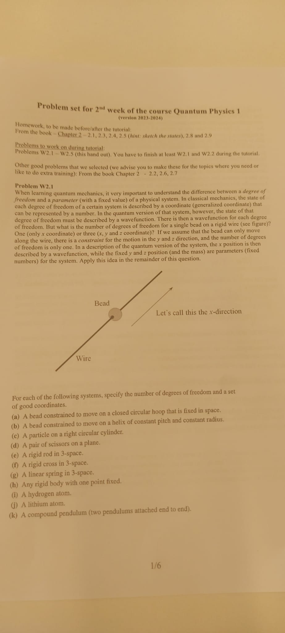 Solved set for 2nd week of the course Quantum Physics 1 | Chegg.com