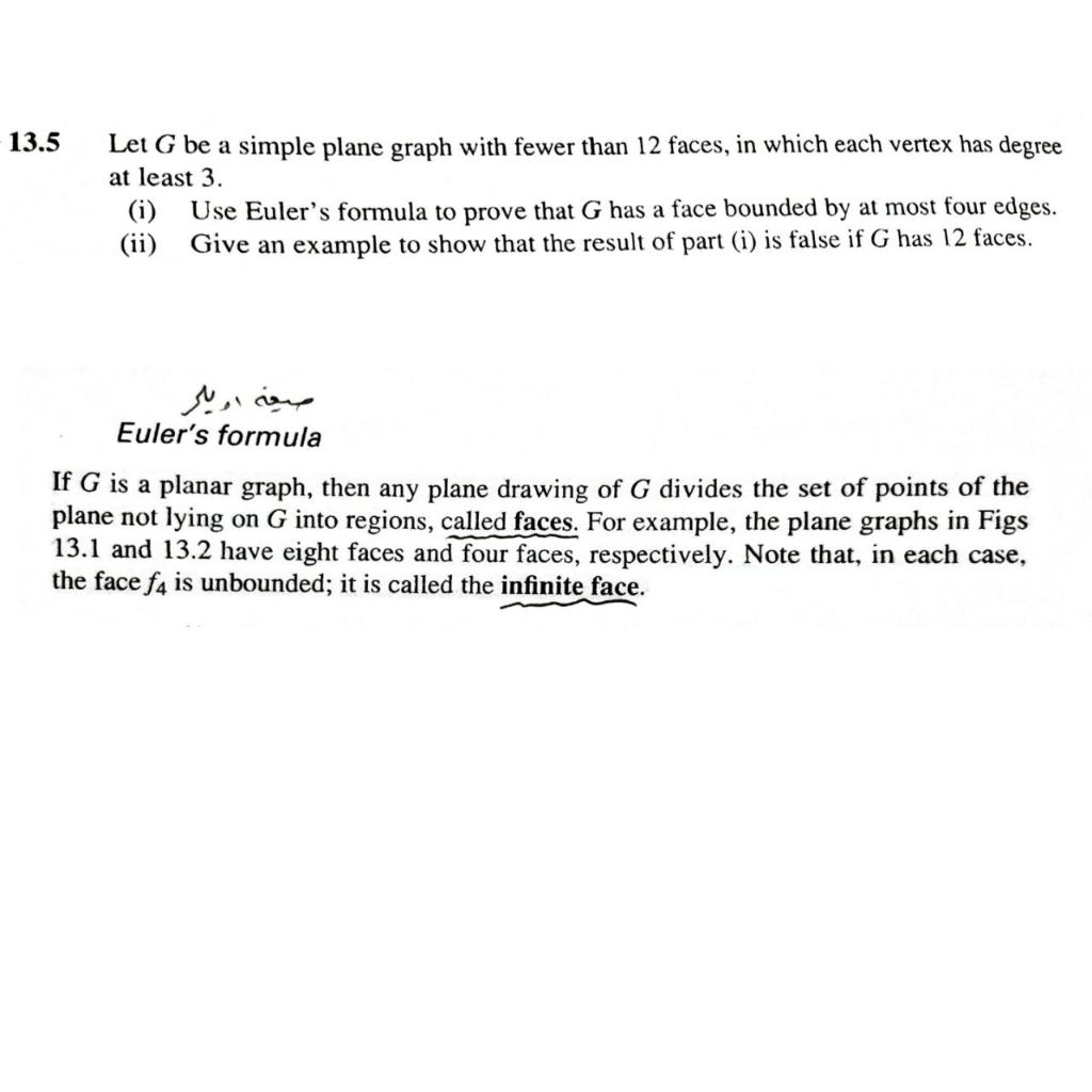 Solved 135 Let G Be A Simple Plane Graph With Fewer Than 12 