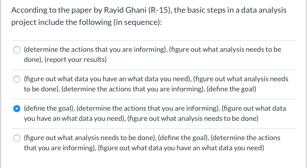 Solved According to the paper by Rayid Ghani (R-15), the | Chegg.com