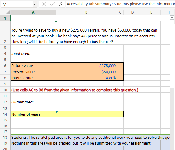 Solved A1 fx Accessibility tab summary: Students please use | Chegg.com