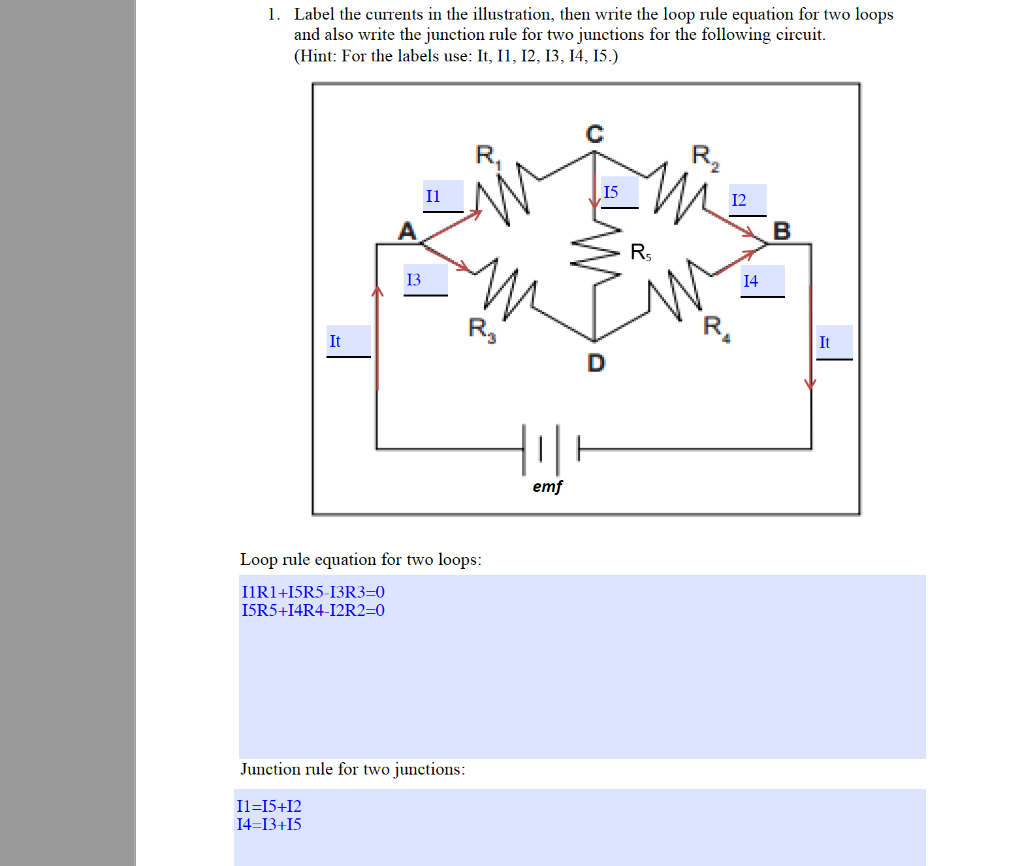 1. Label the currents in the illustration, then write | Chegg.com
