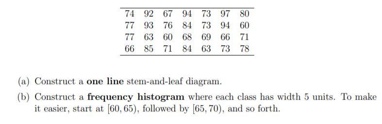Solved (A.) Construct a one-line stem-and-leaf diagram. (B.) | Chegg.com