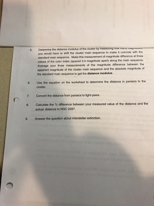 Solved Worksheet: Note:u (v.M) distance modulus apparent | Chegg.com