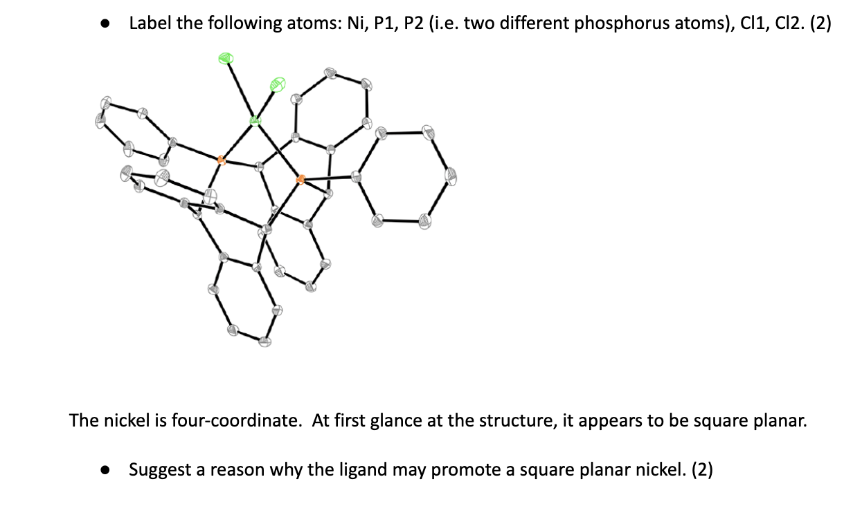 - Label the following atoms: Ni,P1,P2 (i.e. two | Chegg.com