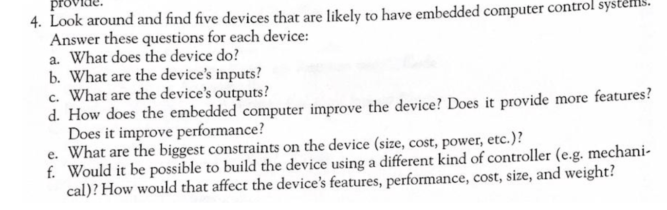 Solved 4. Look around and find five devices that are likely | Chegg.com
