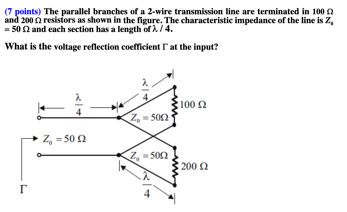 Solved (7 points) The parallel branches of a 2-wire | Chegg.com