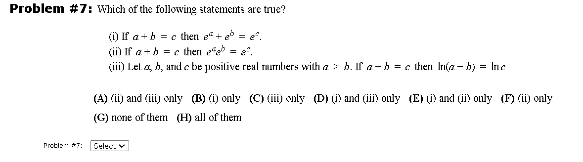 Solved roblem \# 7: Which of the following statements are | Chegg.com