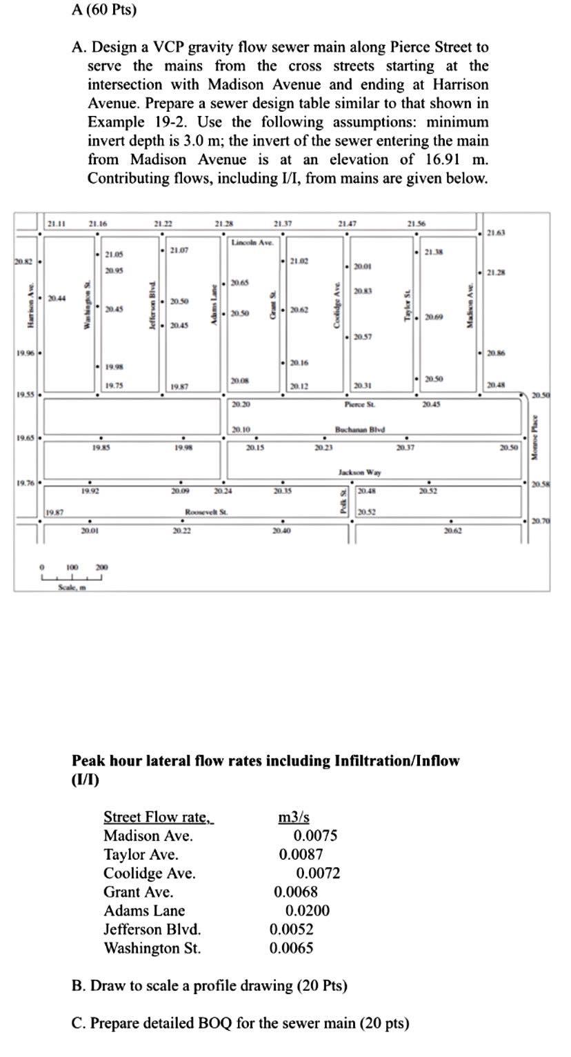 A (60 Pts) A. Design a VCP gravity flow sewer main | Chegg.com