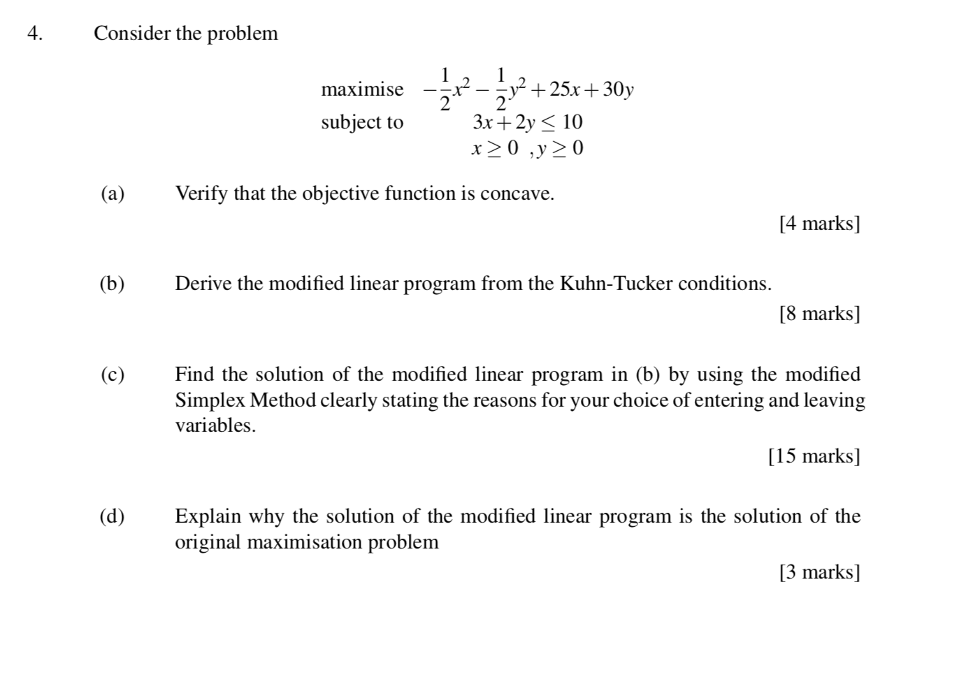 Solved 4. Consider the problem maximise subject to | Chegg.com