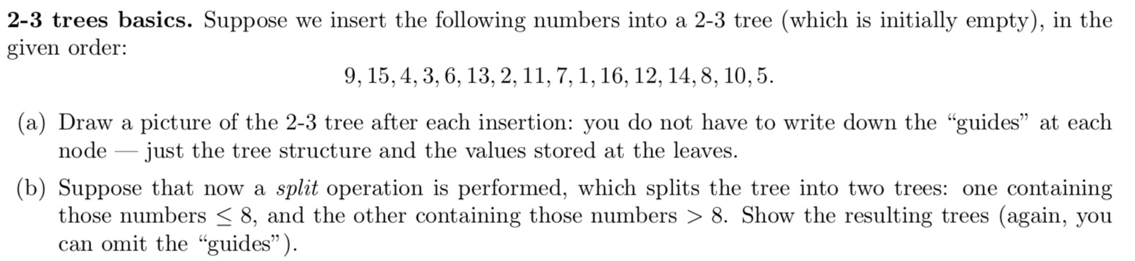 Solved 2-3 trees basics. Suppose we insert the following | Chegg.com