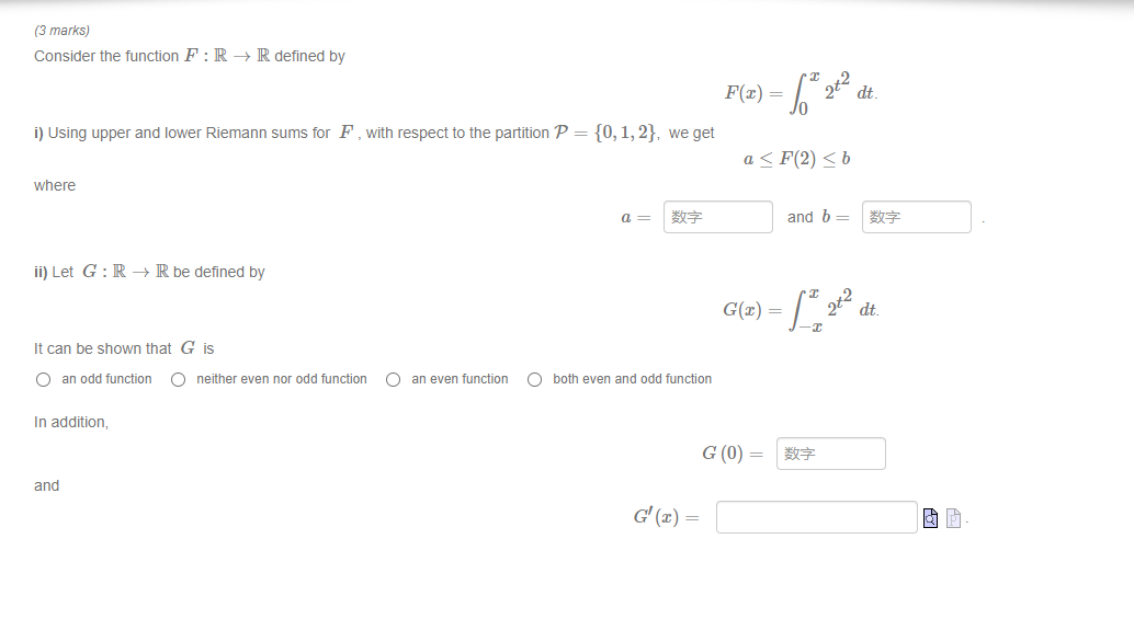 Solved (3 marks) Consider the function F:R R defined by F(z) | Chegg.com