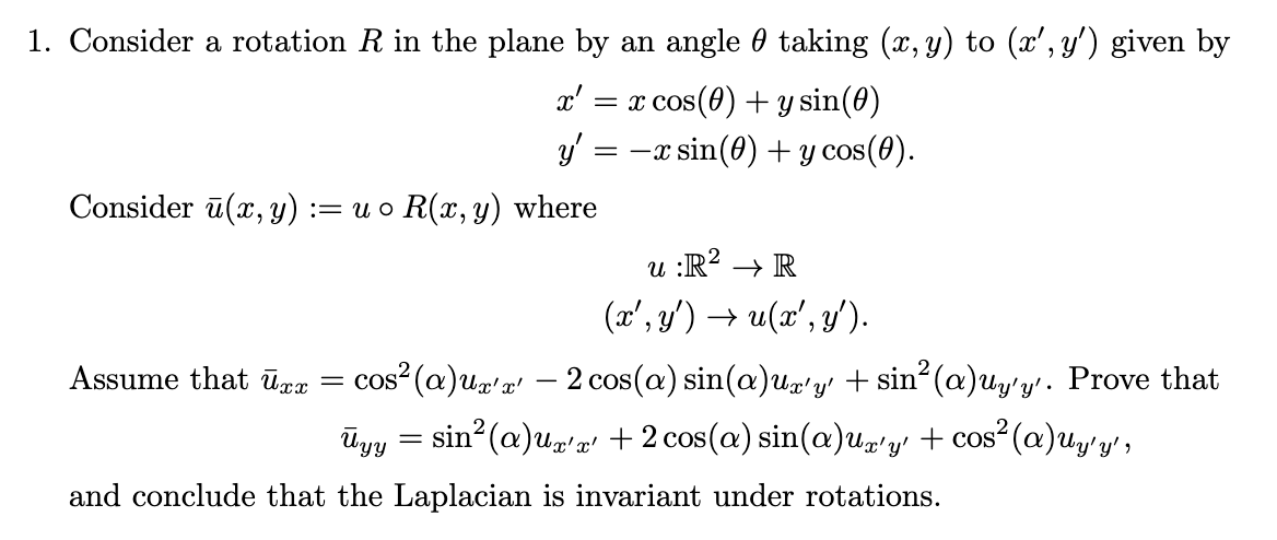 Solved 1. Consider a rotation R in the plane by an angle θ | Chegg.com
