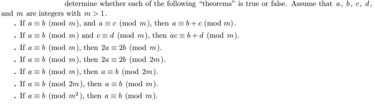 Solved determine whether each of the following "theorems" is | Chegg.com