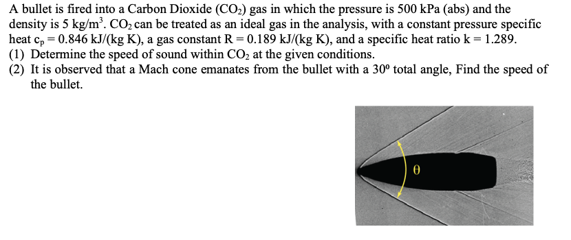 Solved A bullet is fired into a Carbon Dioxide (CO2) gas in | Chegg.com