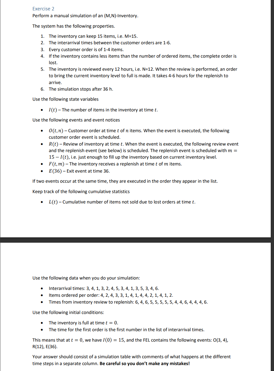 Solved Exercise 2 Perform a manual simulation of an | Chegg.com