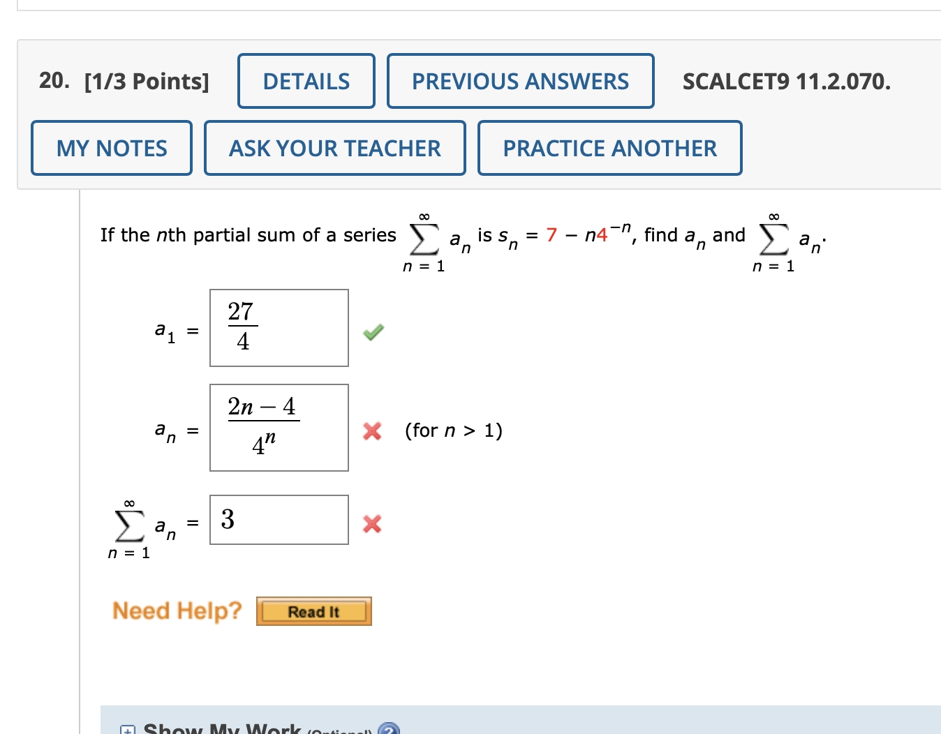 Solved If The Nth Partial Sum Of A Series ∑n 1∞an Is