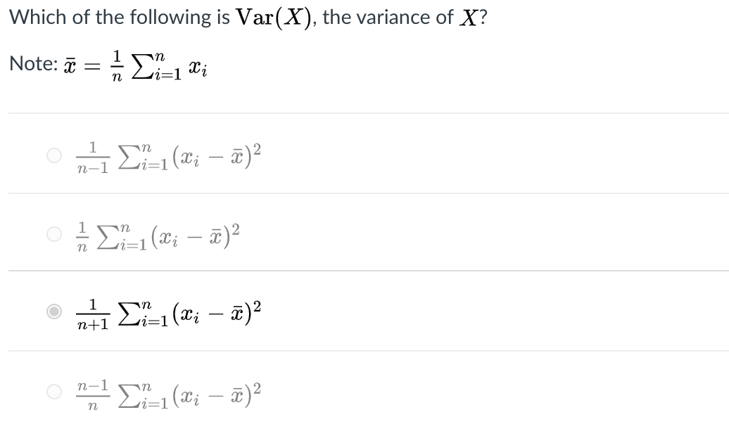 Solved Which of the following is Var(X), the variance of X? | Chegg.com