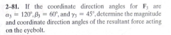 Solved 2-81. If the coordinate direction angles for F3 are | Chegg.com