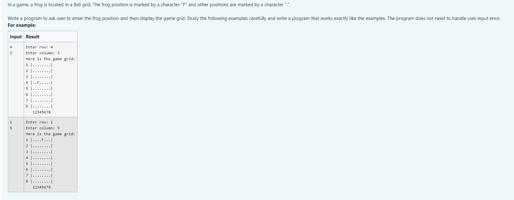 Solved In a game, a frog is located in a 8x8 grid. The frog | Chegg.com