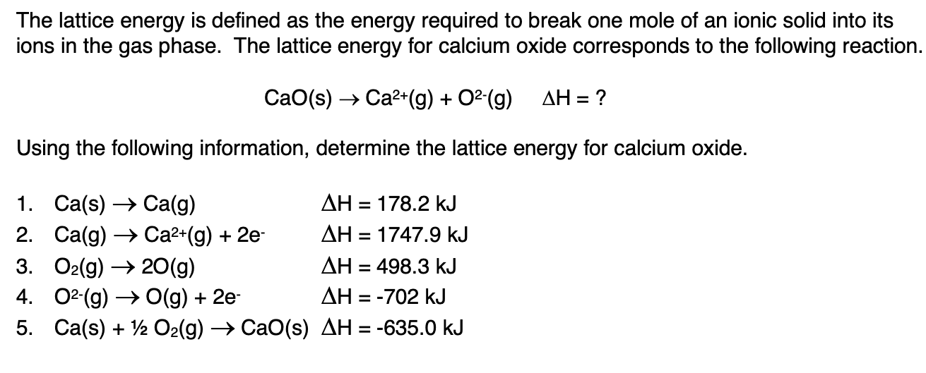 Solved The lattice energy is defined as the energy required | Chegg.com