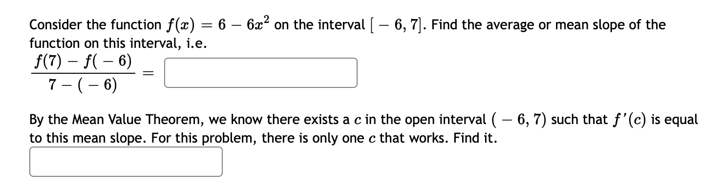 Solved Consider the function f(x)=6−6x2 on the interval | Chegg.com