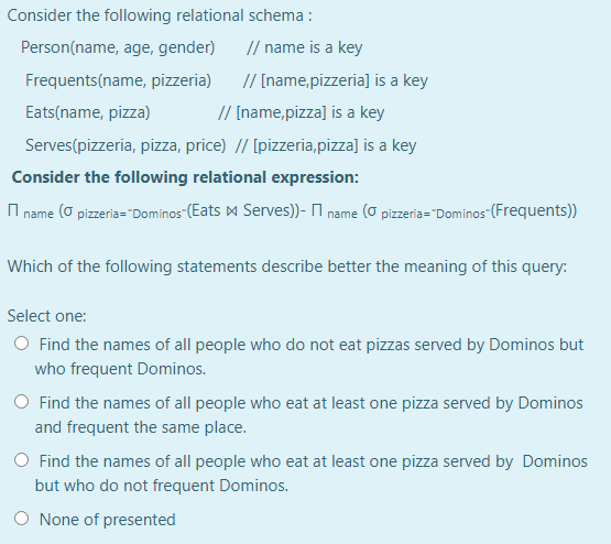 Solved Consider the following relational schema: | Chegg.com