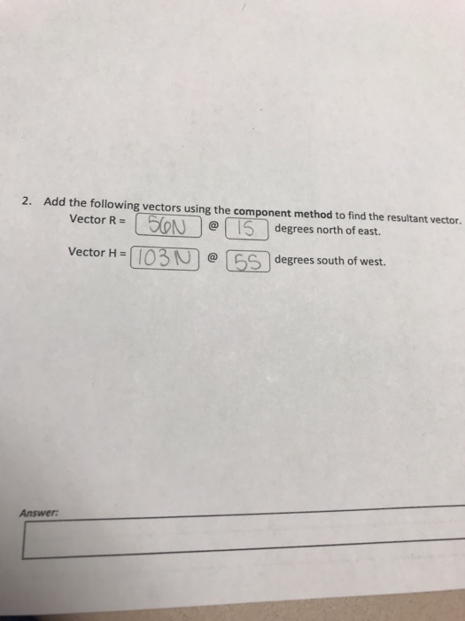 Solved 2. Add the following vectors using the component | Chegg.com