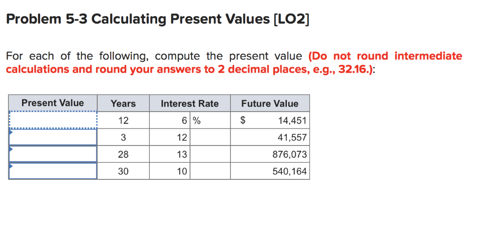 Solved Problem 5-3 Calculating Present Values [LO2] For each | Chegg.com