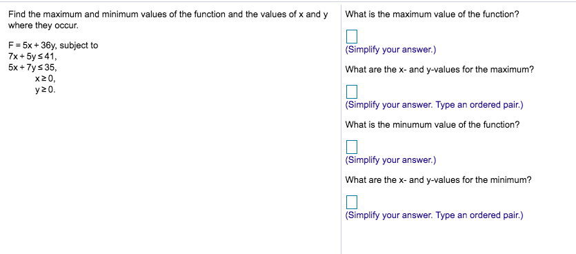 Solved Find the maximum and minimum values of the function | Chegg.com