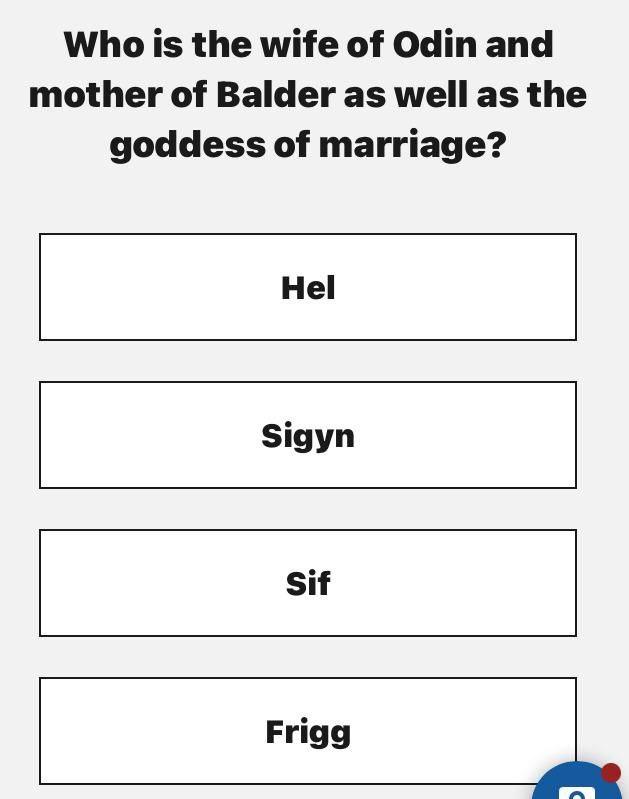 Solved Who is the wife of Odin and mother of Balder as well | Chegg.com