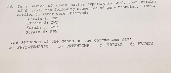 Solved 26. In a series of timed mating experiments with four | Chegg.com
