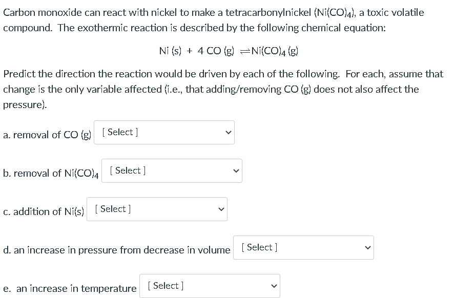 Solved Carbon monoxide can react with nickel to make a | Chegg.com