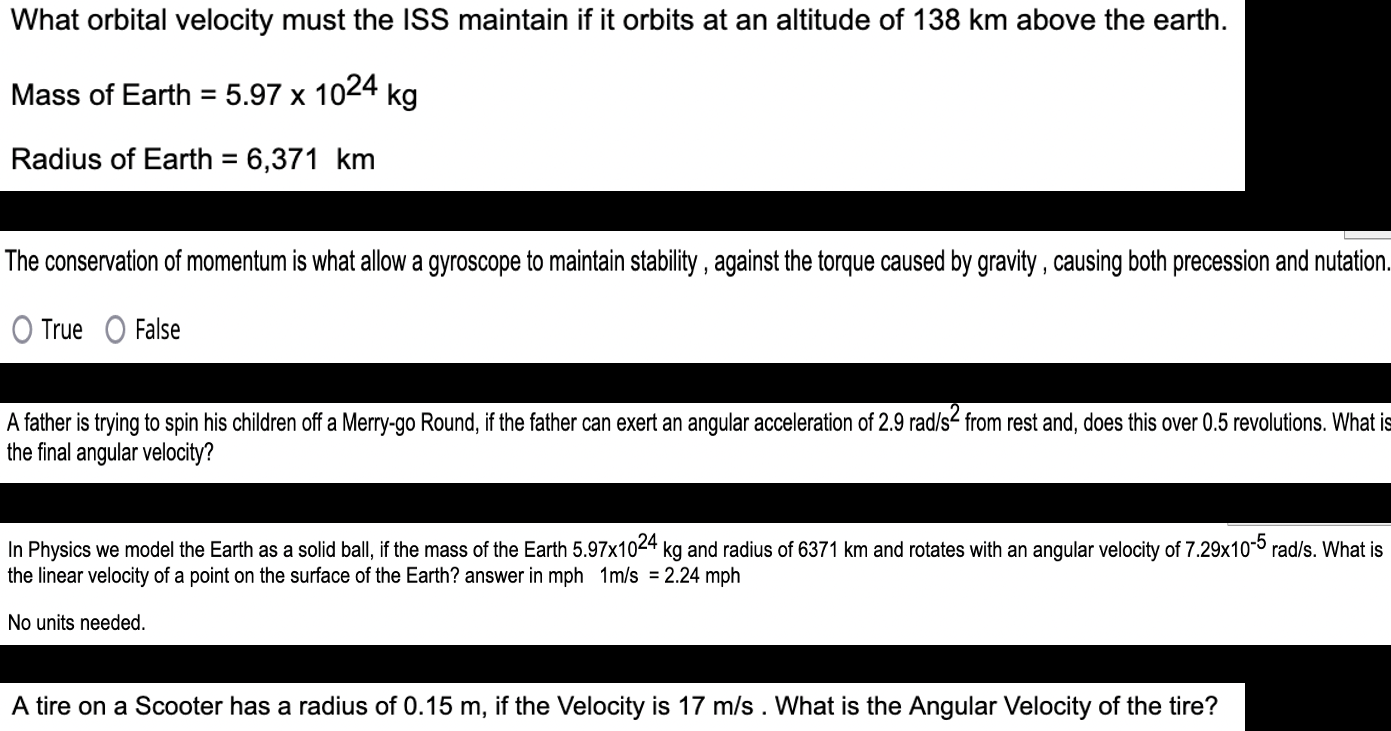Solved What orbital velocity must the ISS maintain if it | Chegg.com