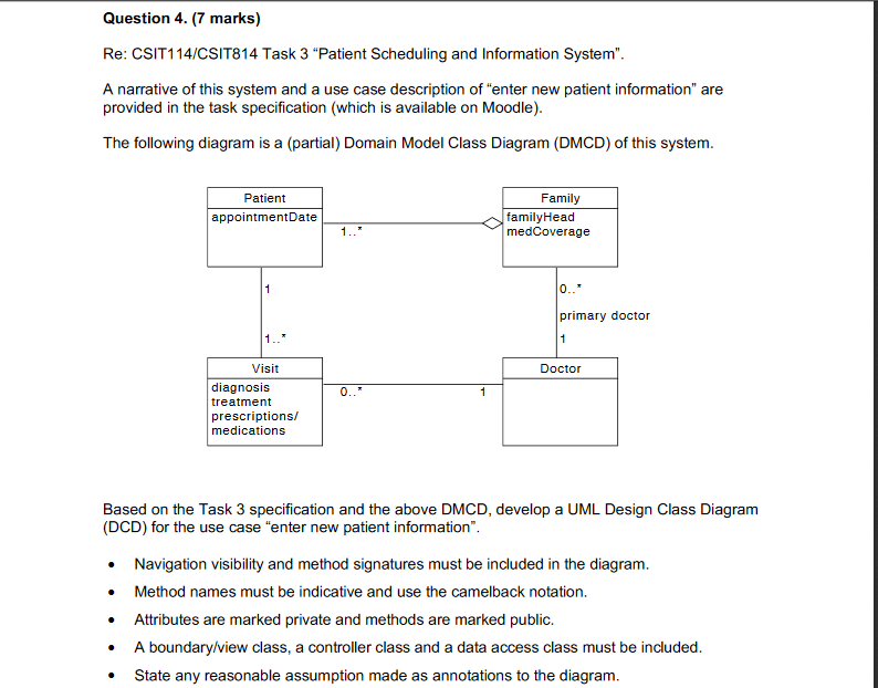 Question 4. (7 marks) Re: CSIT114/CSIT814 Task 3 | Chegg.com