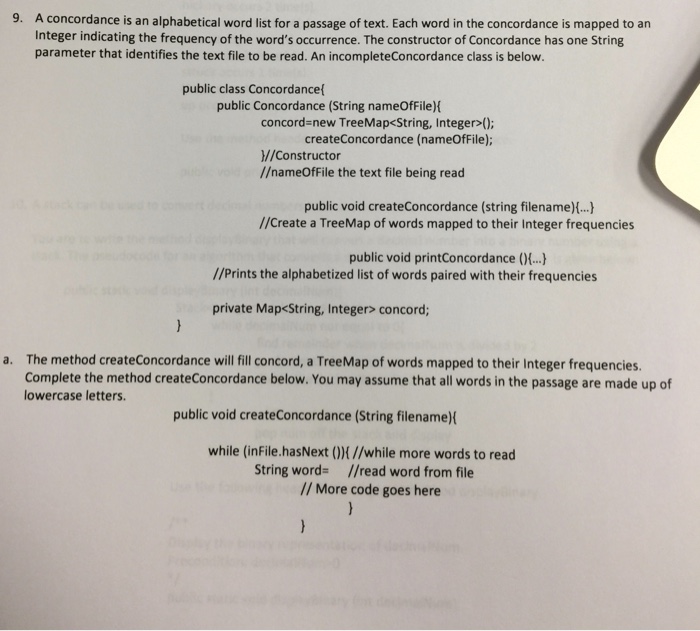 Solved 9. A concordance is an alphabetical word list for a | Chegg.com