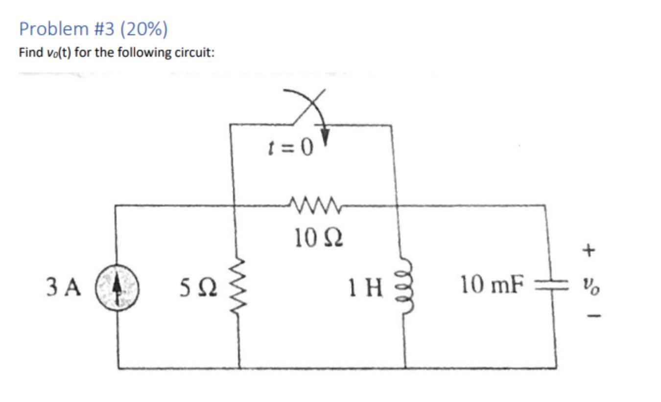 Solved Problem #3 (20\%) Find v0(t) for the following | Chegg.com