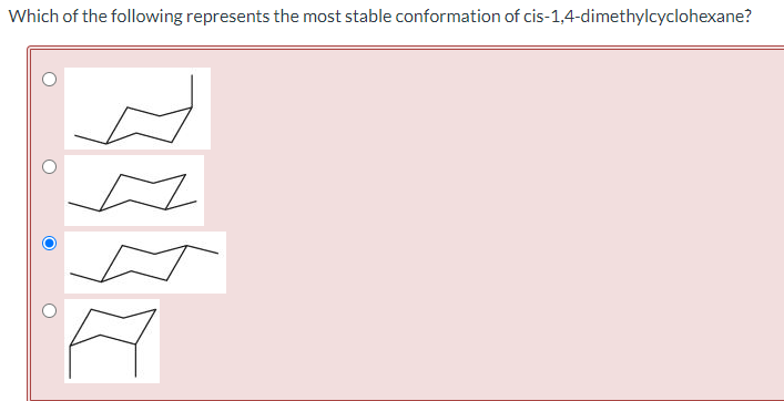 Solved Which of the following represents the most stable | Chegg.com