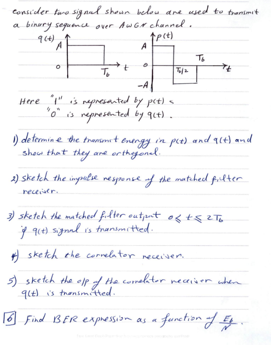 Solved a consider two signal shown below are used to | Chegg.com