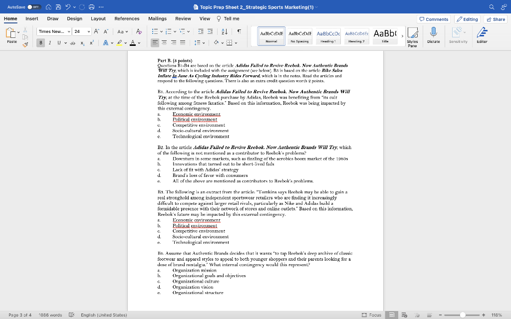 Part B. (5 points) Questions B1-B4 are baced on the | Chegg.com