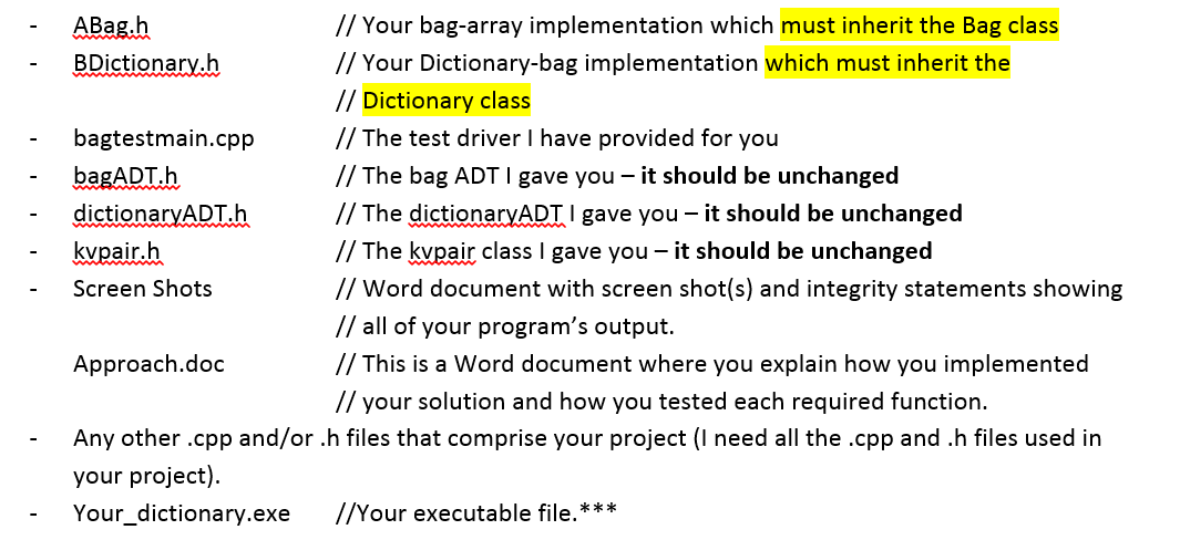 Solved Programming Assignment 1 - Bag-based Dictionary | Chegg.com